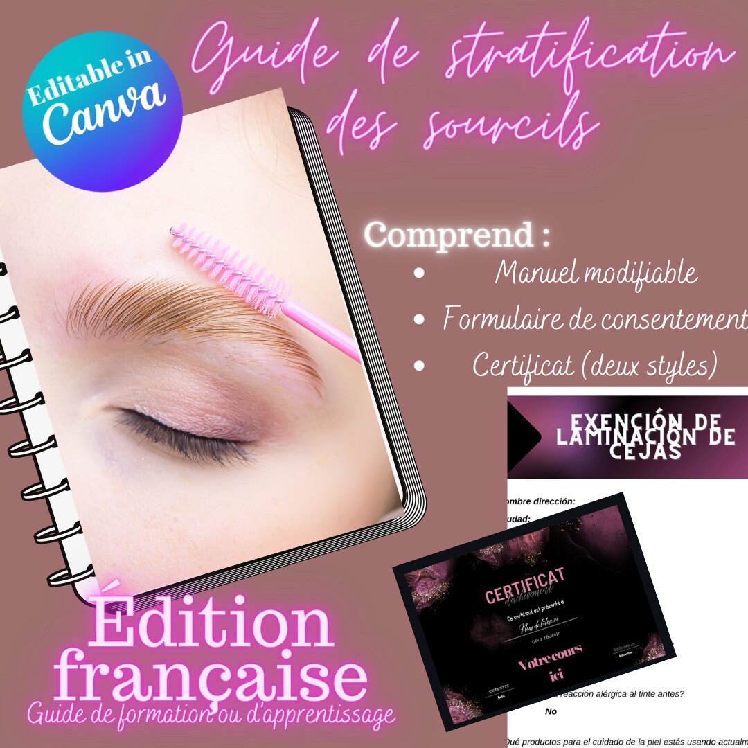 FRENCH Brow Lamination Guide Certificate and Client Waiver - Etsy