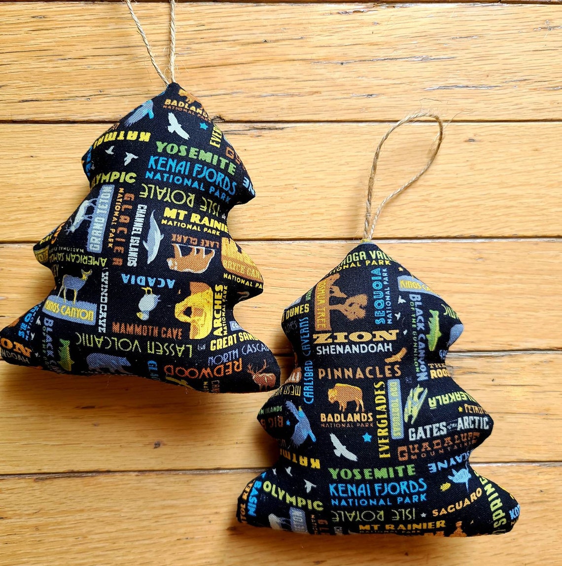 National Parks Fabric Ornament, Hiker Traveler Gift, Handmade Tree ...