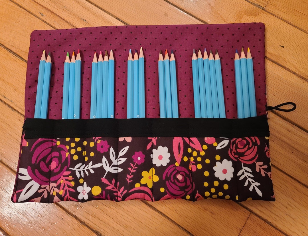 Fabric Pencil Holder,rollup Pencil Holder,artist Case, Colored Pencils ...