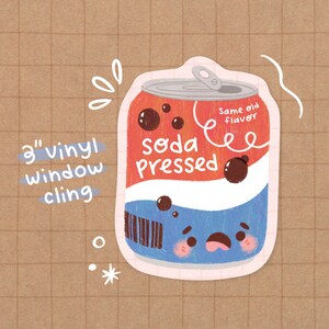 Soda Window Cling Kawaii Décor Depression Sticker Cute Art Vinyl Static ...