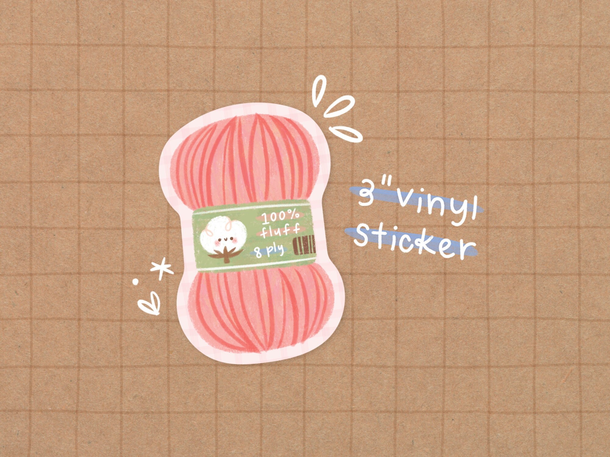 Yarn Vinyl Sticker Kawaii Sticker Cute Vegan Sticker - Etsy