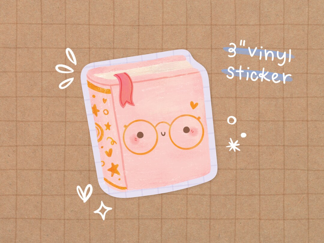 Pink Book Vinyl Sticker Kawaii Sticker Cute Book Sticker - Etsy