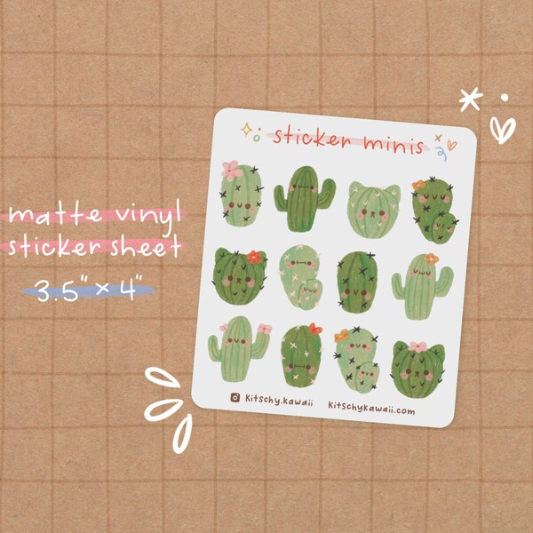 Cactus Stickers - Etsy
