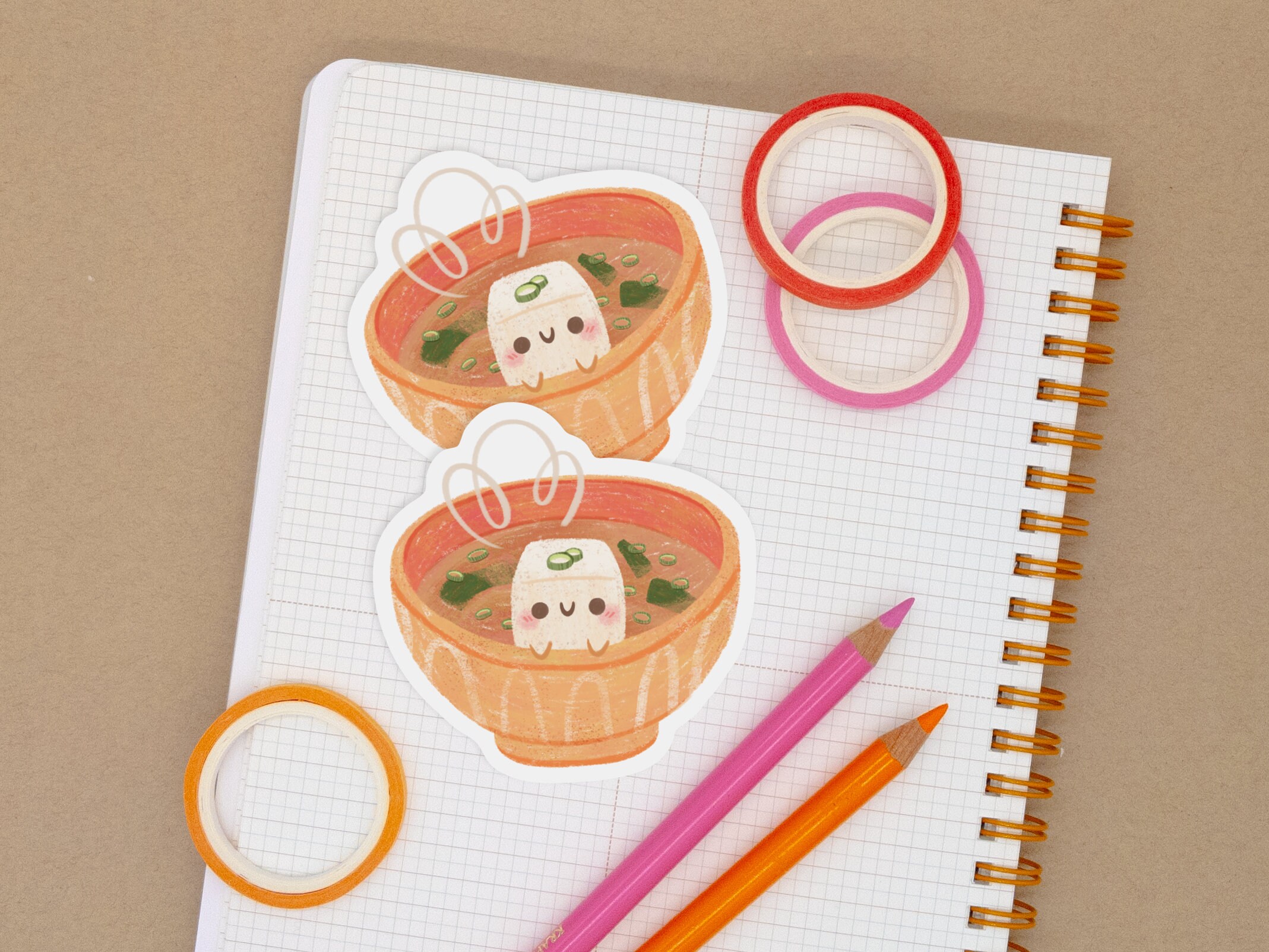 Miso Soup Vinyl Sticker Kawaii Sticker Cute Fruit Sticker - Etsy