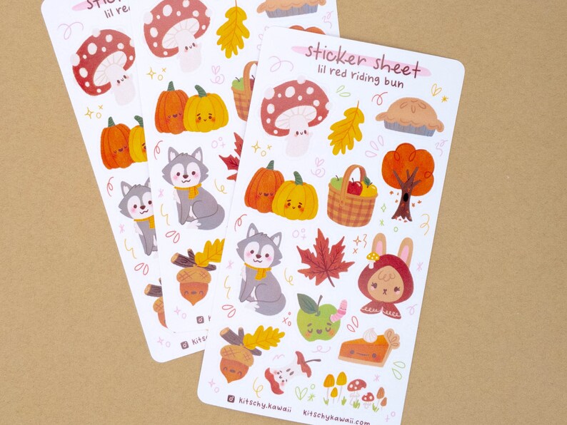 Autumn Sticker Sheet Fall Stickers Kawaii Stickers Cute | Etsy