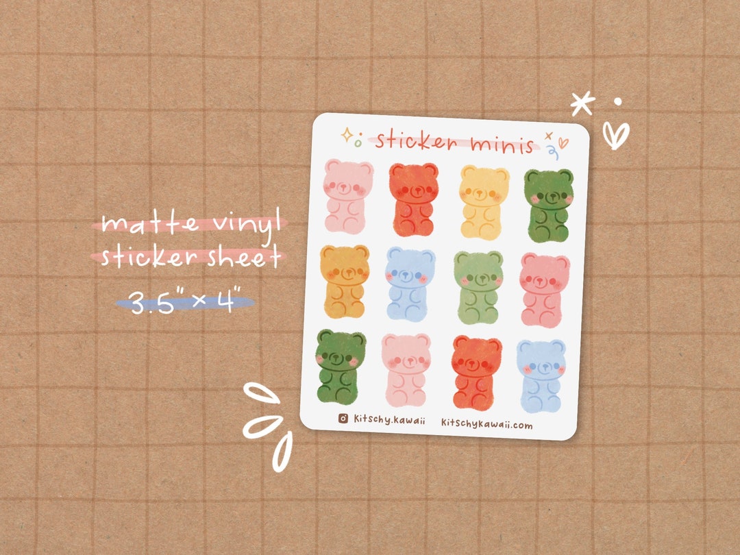 Gummy Bear Sticker Sheet Cute Candy Stickers Kawaii Bear Stickers Cute ...