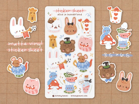Alice in Wonderland Vinyl Sticker Sheet Disney Stickers - Etsy