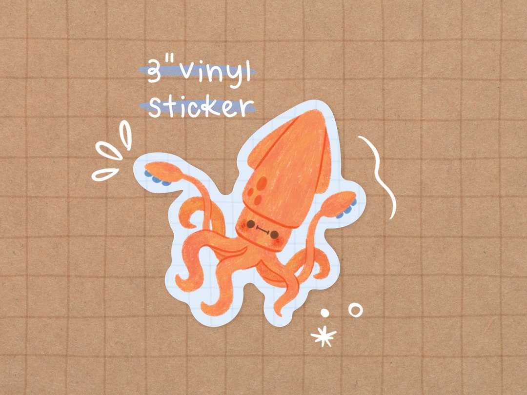 Squid Vinyl Sticker Kawaii Sticker Cute Squid Sticker Cute Stationery ...