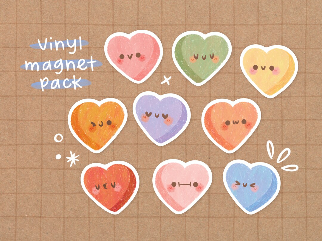 Conversation Hearts Magnet Pack Kawaii Magnet Cute Heart - Etsy