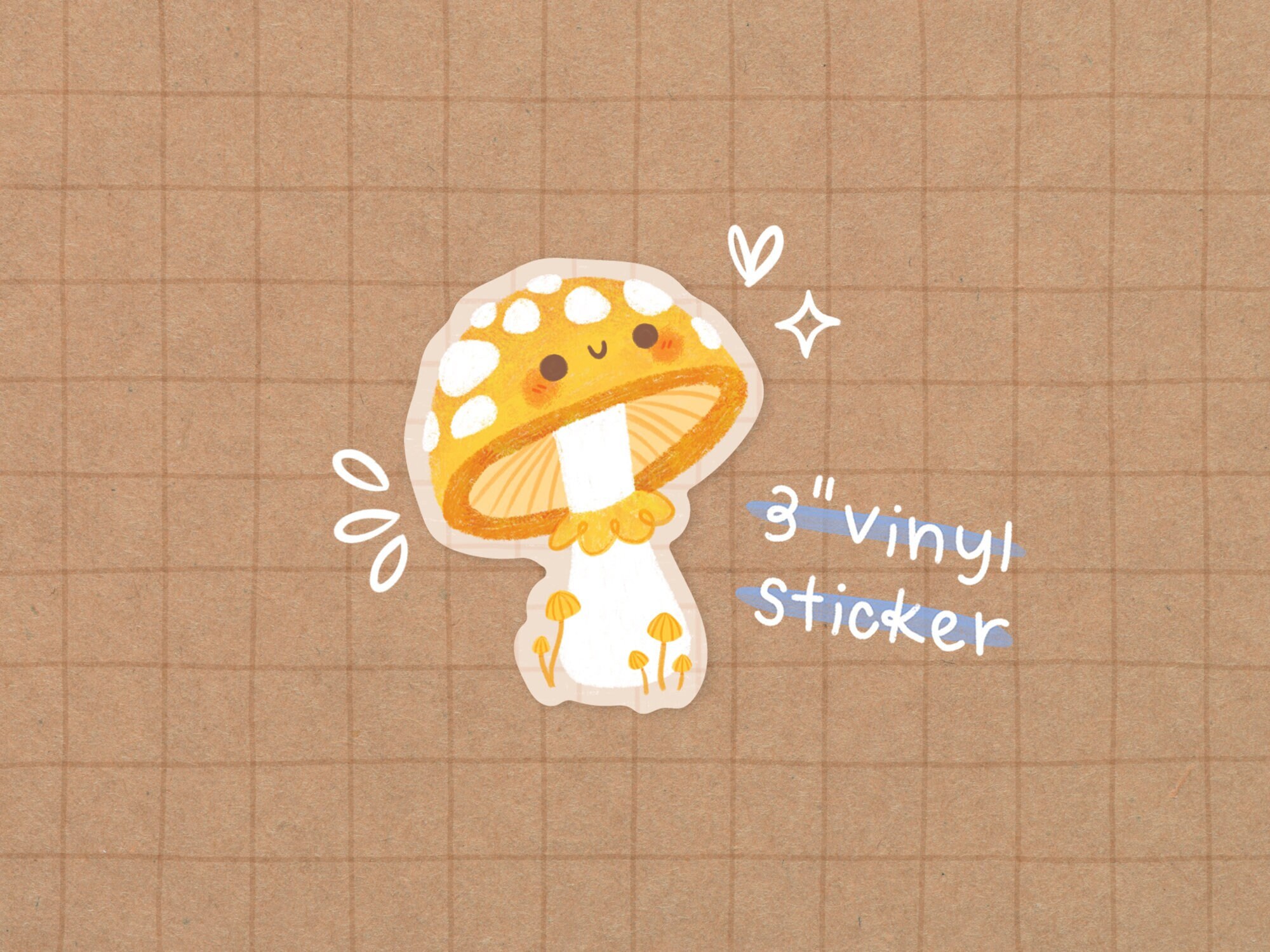 Yellow Mushroom Vinyl Sticker Kawaii Stickers Cute - Etsy