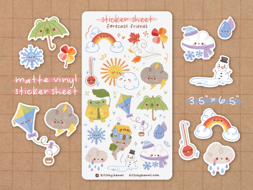 Weather Sticker Sheet Cute Weather Stickers Kawaii Weather Stickers ...