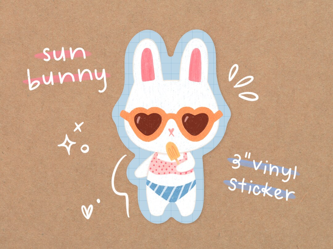 Sun Bunny Vinyl Sticker Kawaii Sticker Cute Bunny Sticker Cute ...