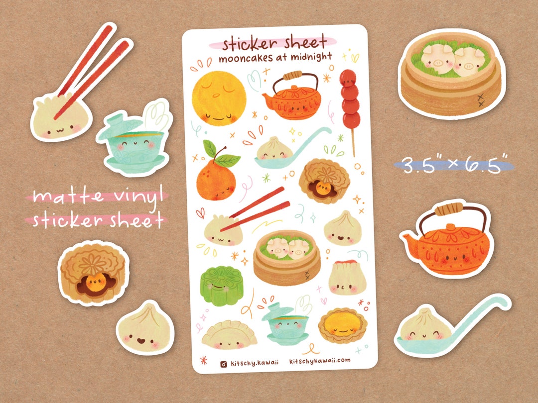 Dim Sum Sticker Sheet Dumpling Stickers Kawaii Stickers Cute Stationery ...