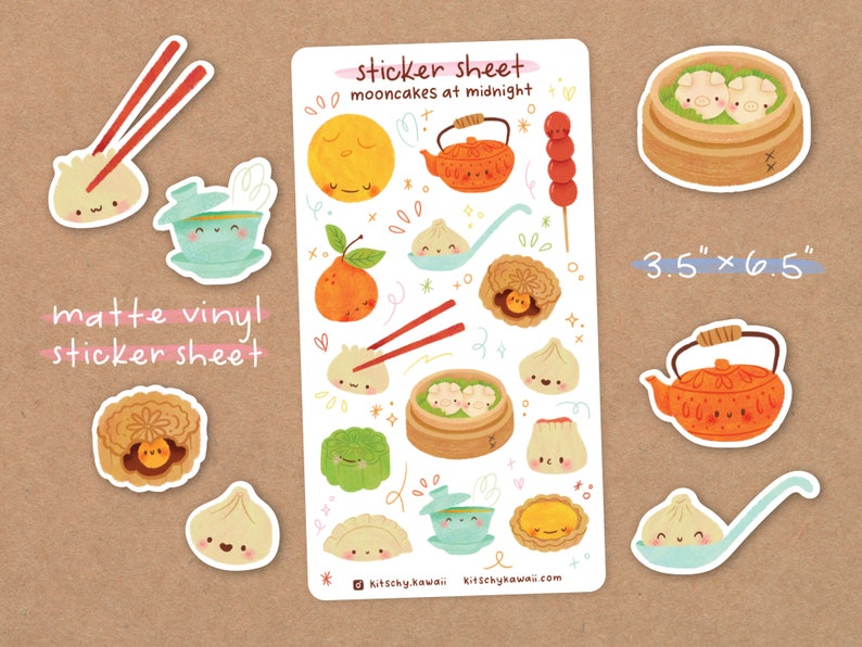 Dim Sum Sticker Sheet Dumpling Stickers Kawaii Stickers - Etsy