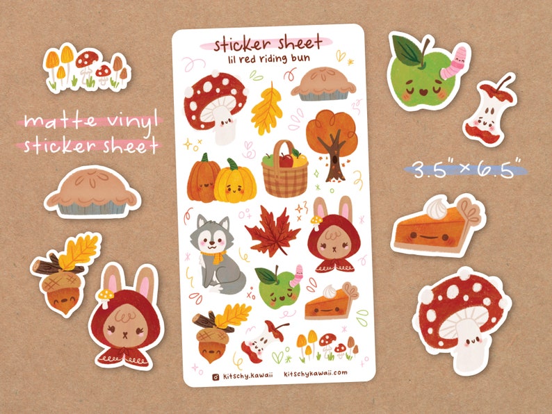 Autumn Sticker Sheet Fall Stickers Kawaii Stickers Cute - Etsy