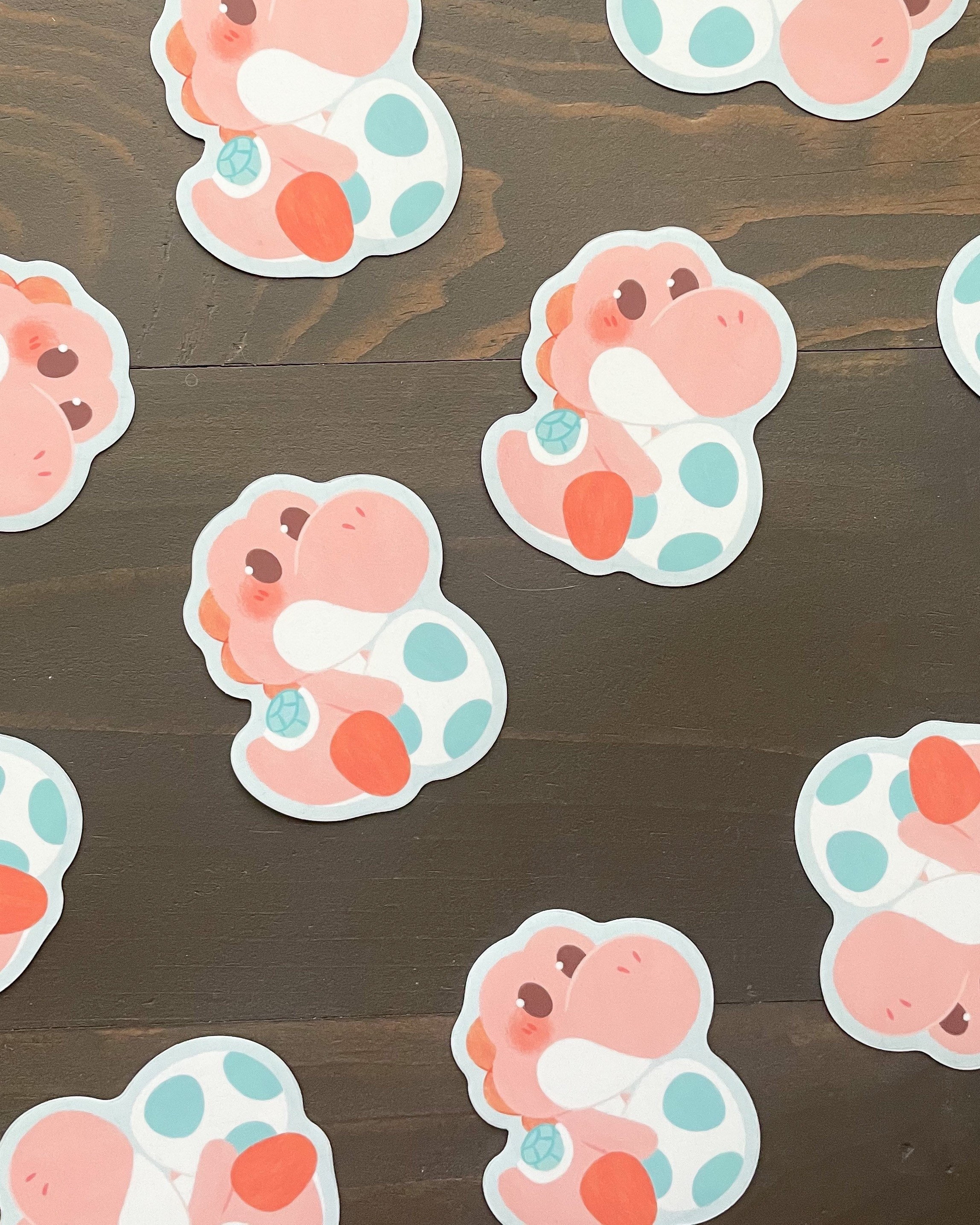 Video Game Pink Dino Sticker Cute Yoshi Sticker Kawaii - Etsy