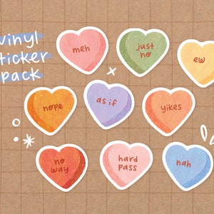 Anti Conversation Hearts Vinyl Sticker Pack Kawaii Stickers Cute ...