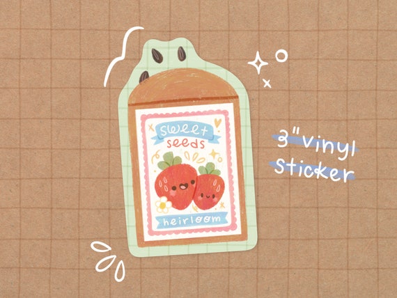 Strawberry Seeds Vinyl Sticker Kawaii Sticker Cute Plant | Etsy