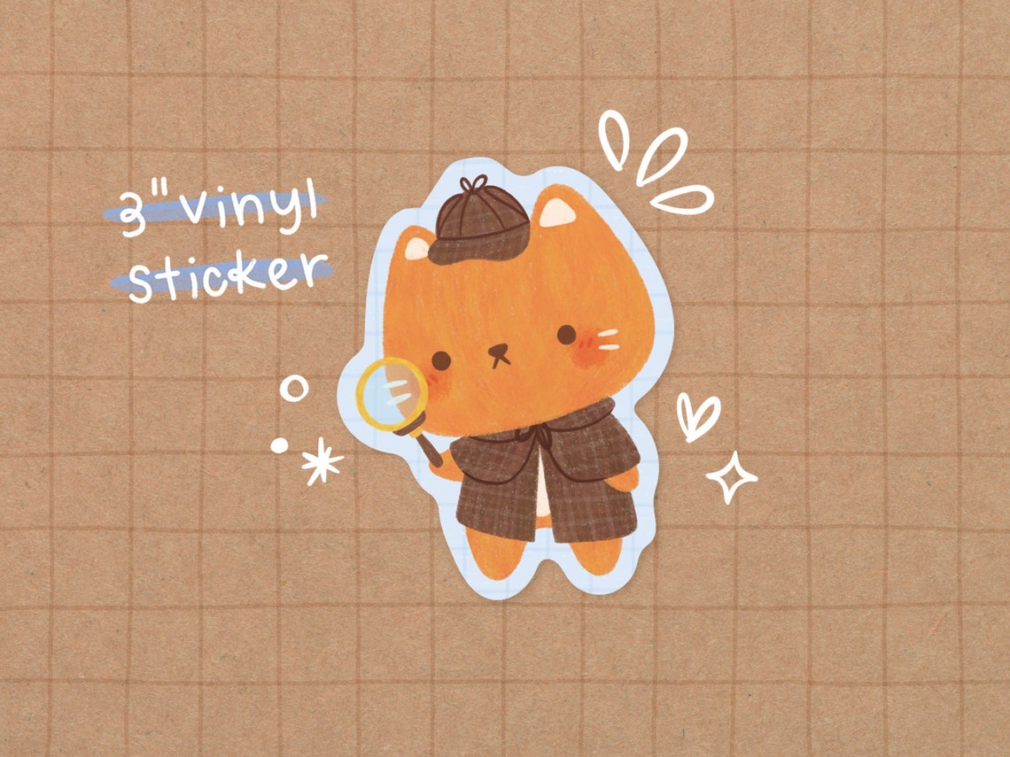 Purrlock Holmes Vinyl Sticker Kawaii Sticker Cute Cat - Etsy