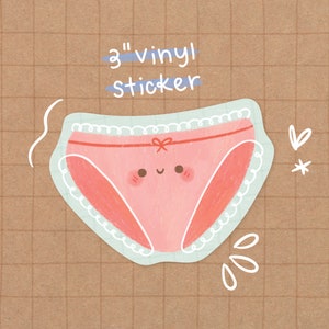 Pink Undies Vinyl Sticker Kawaii Sticker Cute Underwear Sticker Cute ...