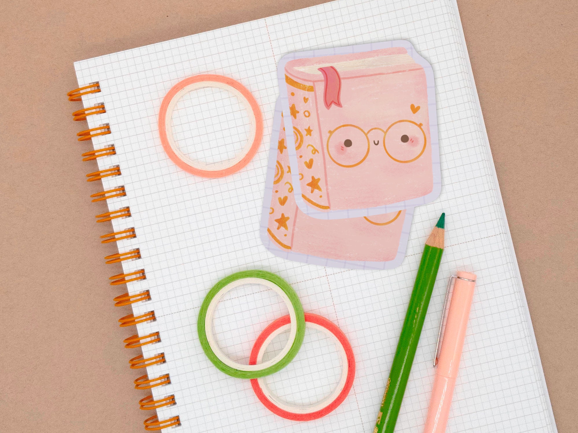 Pink Book Vinyl Sticker Kawaii Sticker Cute Book Sticker - Etsy