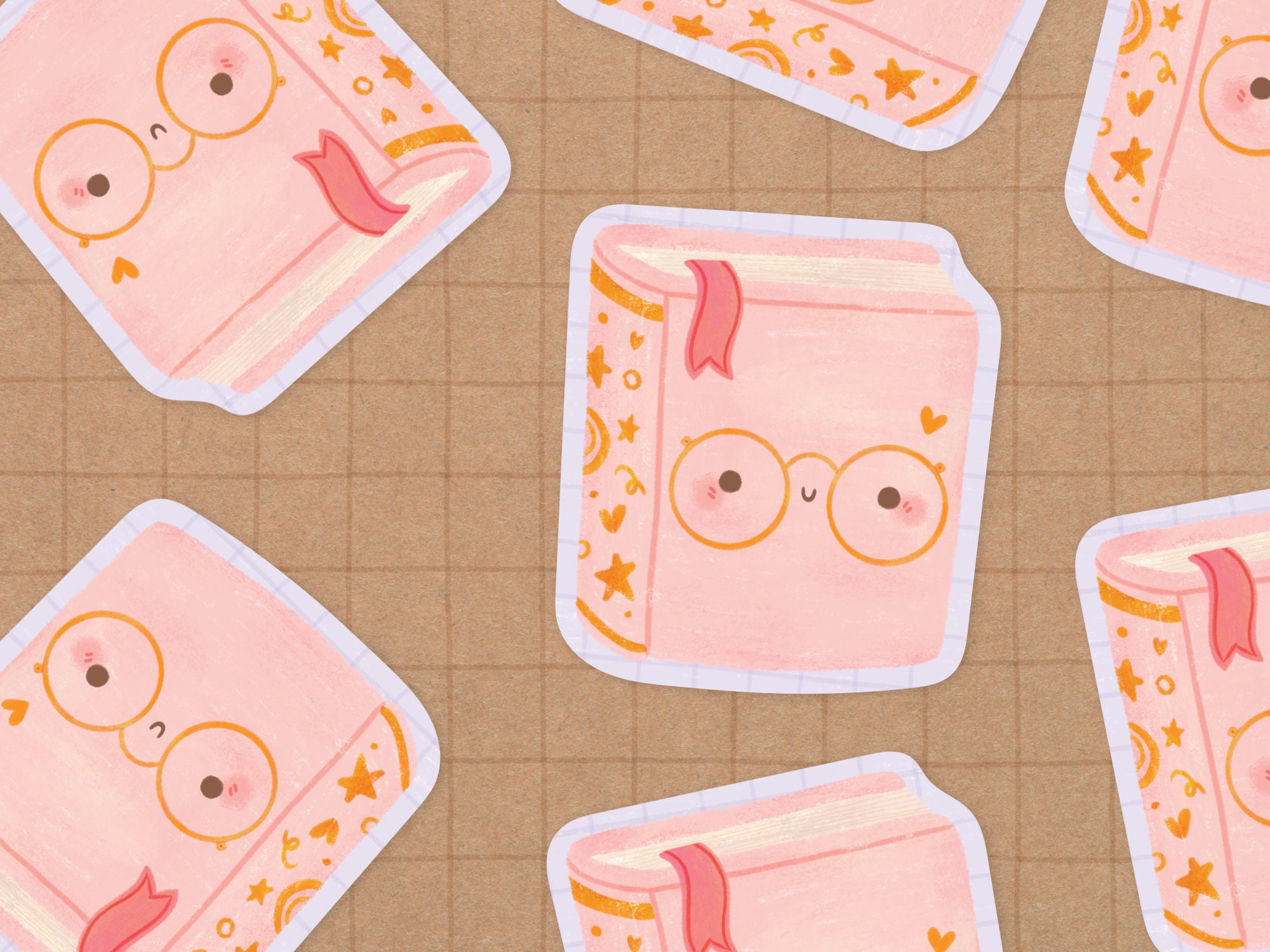 Pink Book Vinyl Sticker Kawaii Sticker Cute Book Sticker - Etsy