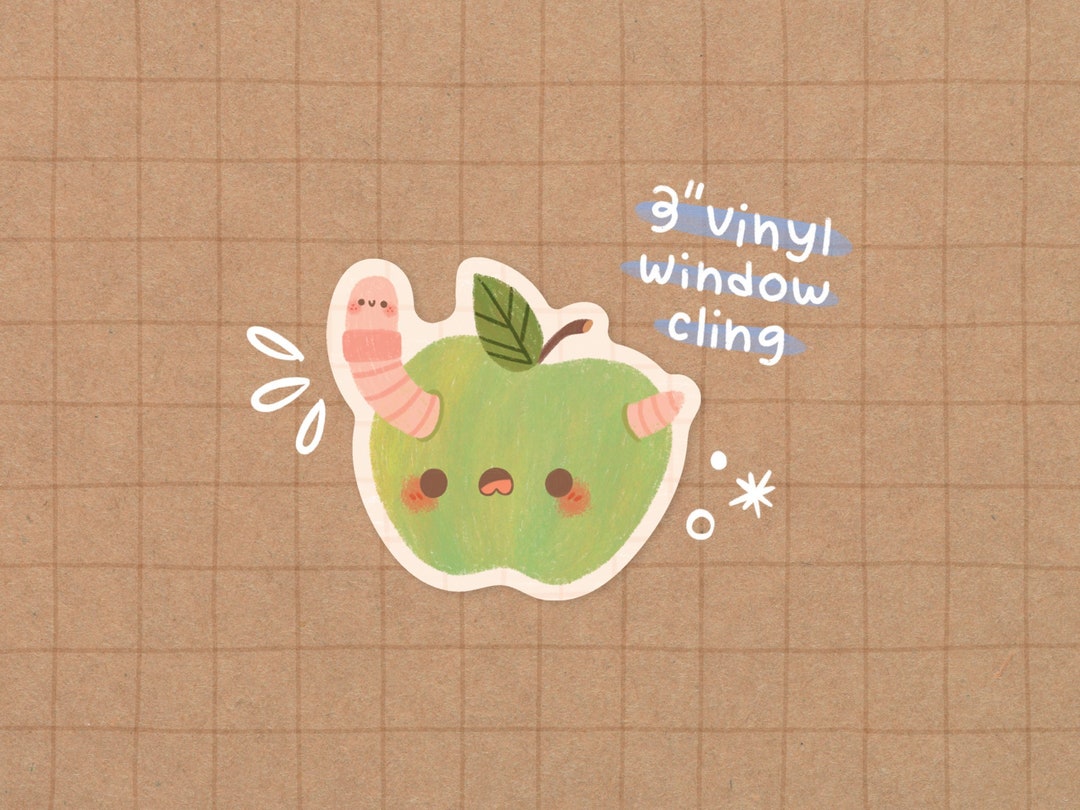 Apple Window Cling Kawaii Décor Food Art Cute Art Kawaii Window Cling ...