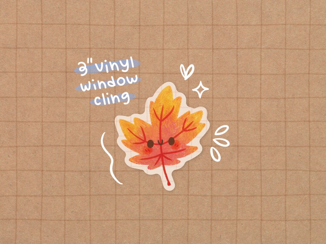 Fall Leaf Window Cling Kawaii Décor Autumn Art Cute Art Kawaii Window ...