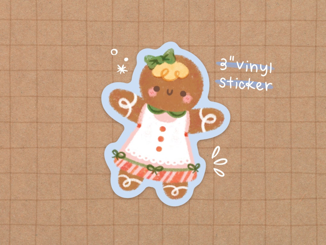 Gingerbread Vinyl Sticker Kawaii Sticker Cute Gingerbread Sticker Cute ...