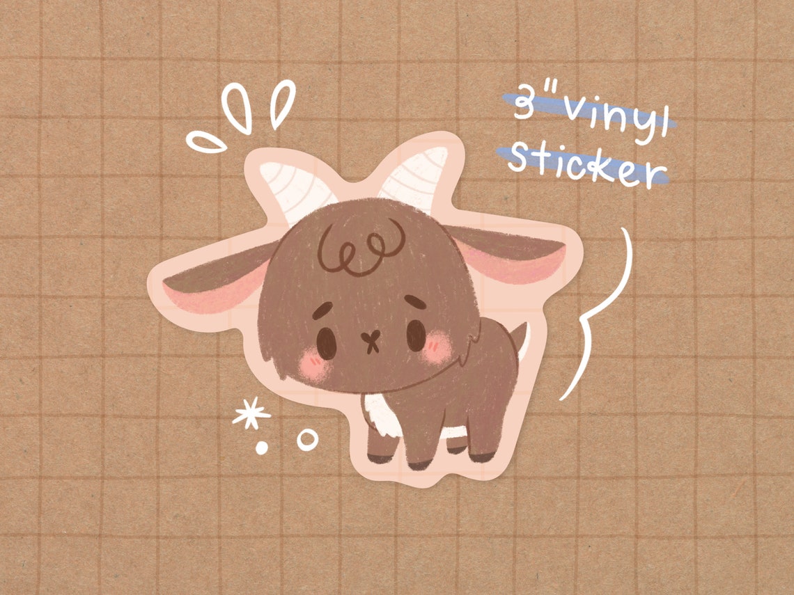 Baby Goat Vinyl Sticker Kawaii Sticker Cute Goat Sticker - Etsy