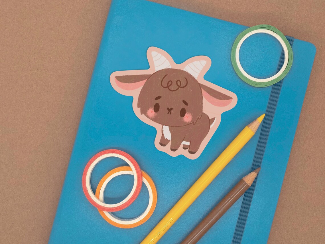 Baby Goat Vinyl Sticker Kawaii Sticker Cute Goat Sticker - Etsy