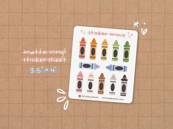 Crayon Mini Sheet Cute Stickers Kawaii Stickers Cute - Etsy