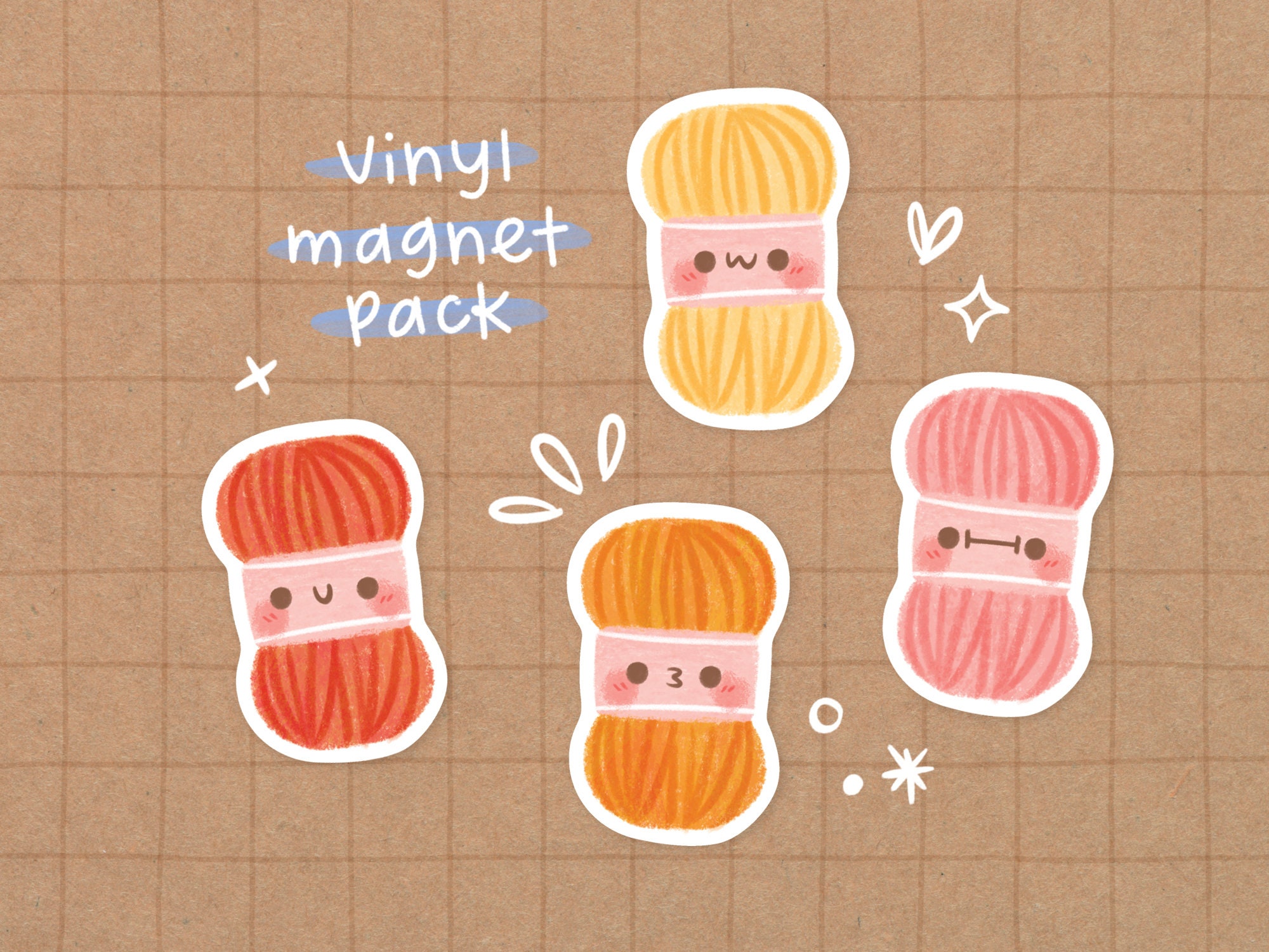 Rainbow Yarn Magnet Pack Kawaii Magnet Cute Yarn Magnet - Etsy
