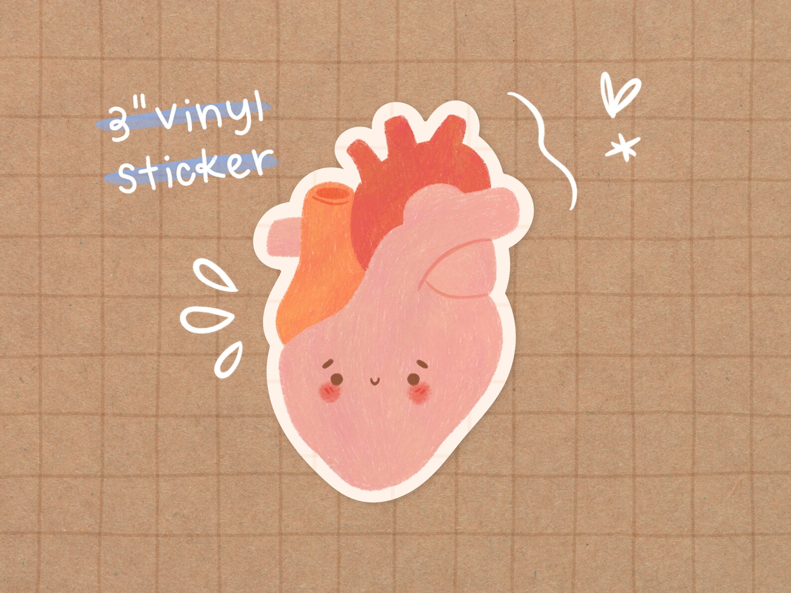 Heart Vinyl Sticker Kawaii Sticker Cute Anatomical Sticker - Etsy
