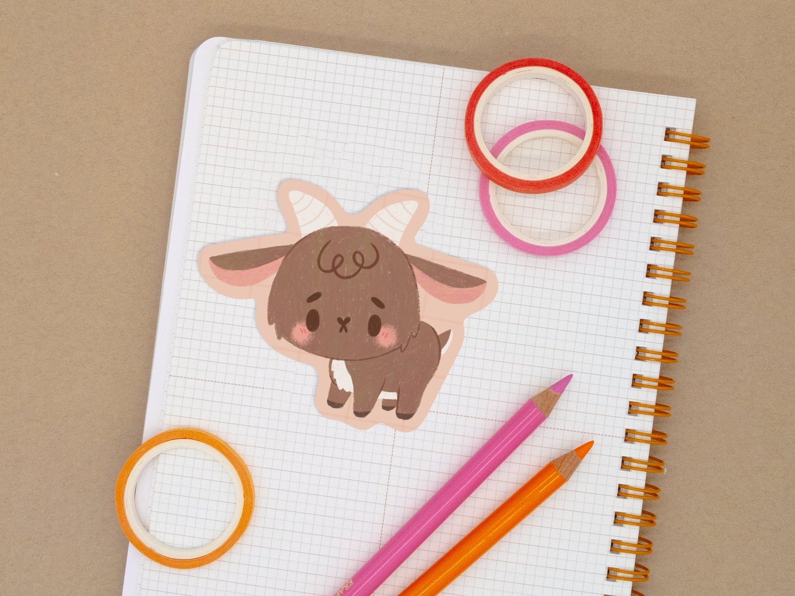Baby Goat Vinyl Sticker Kawaii Sticker Cute Goat Sticker - Etsy