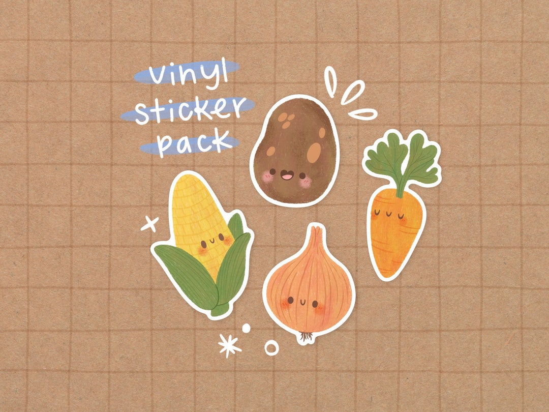 Vegetable Vinyl Sticker Pack B Kawaii Stickers Cute Veggie Stickers ...