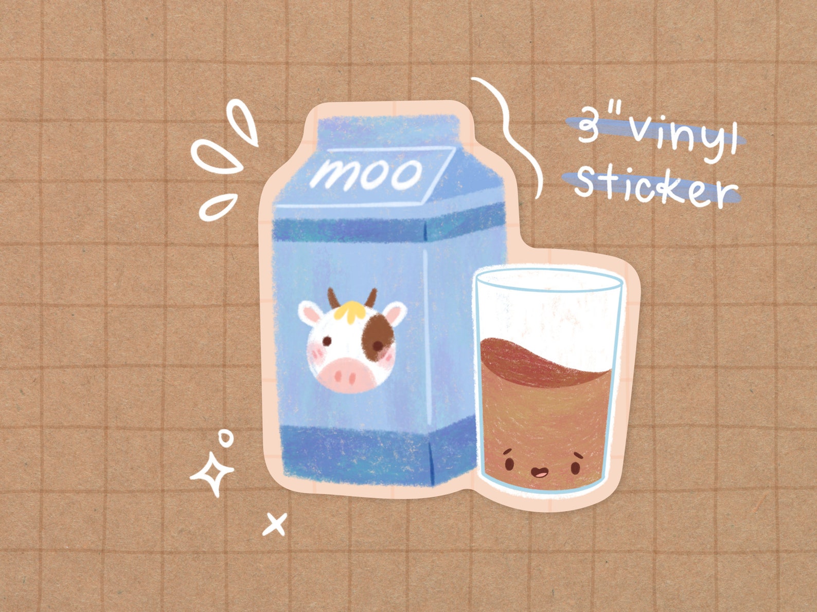 Chocolate Milk Vinyl Sticker Kawaii Sticker Cow Sticker - Etsy