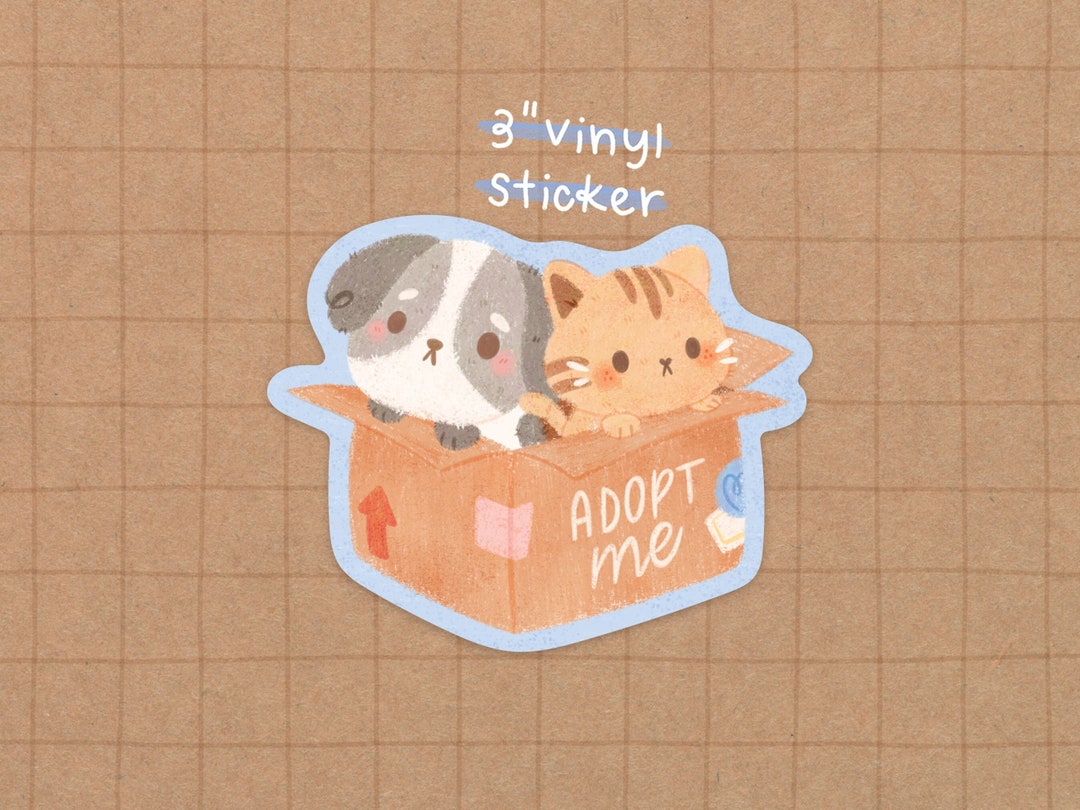 Pet Adoption Vinyl Sticker Kawaii Dog Sticker Cute Cat Sticker Cute Stationery Cute Vinyl ...