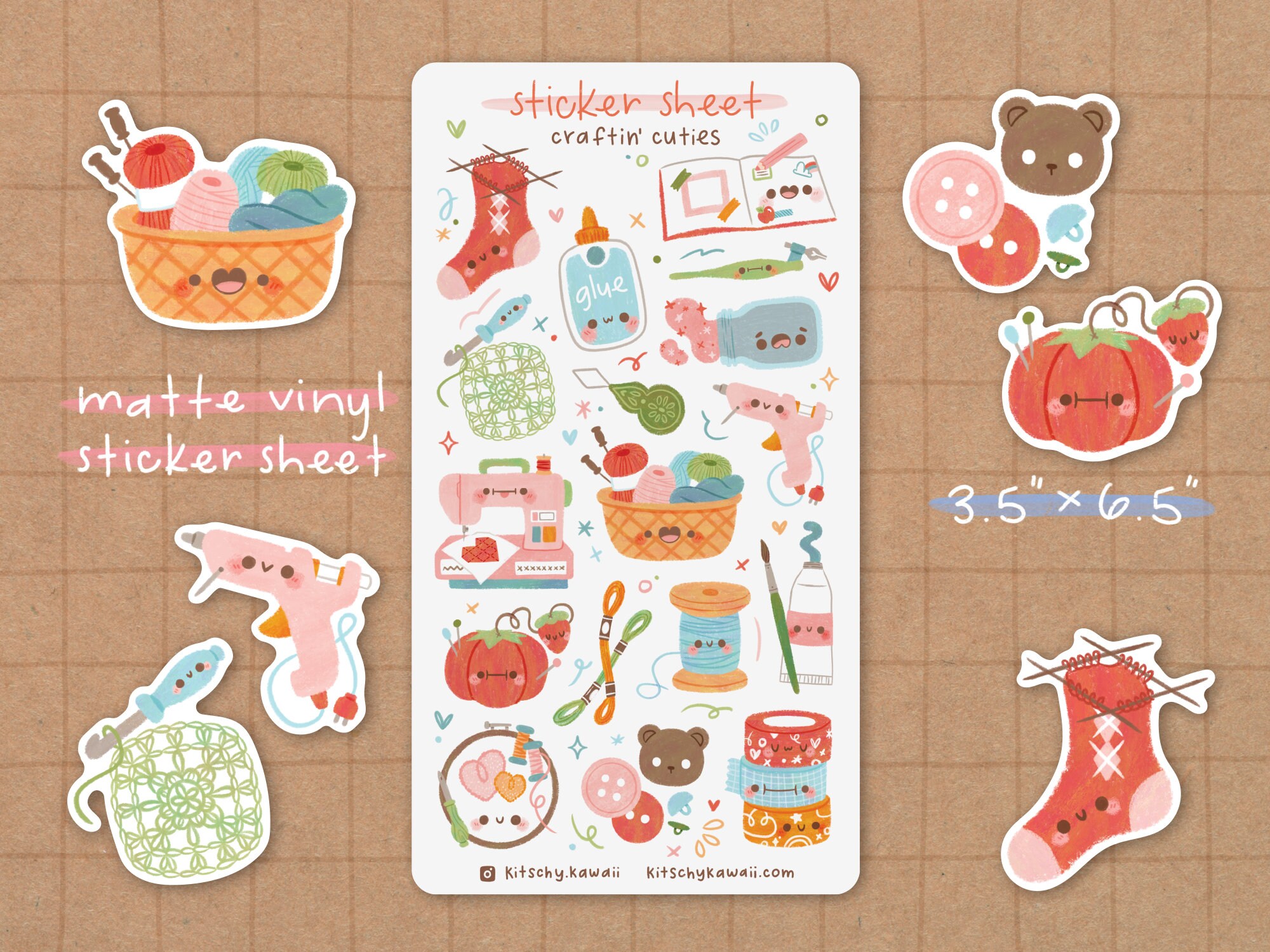 Crafting Vinyl Sticker Sheet Happy Mail Stickers Kawaii - Etsy
