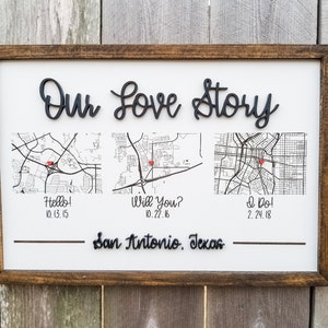 Custom Our Love Story Map | Personalized Couple Milestone Gift ...