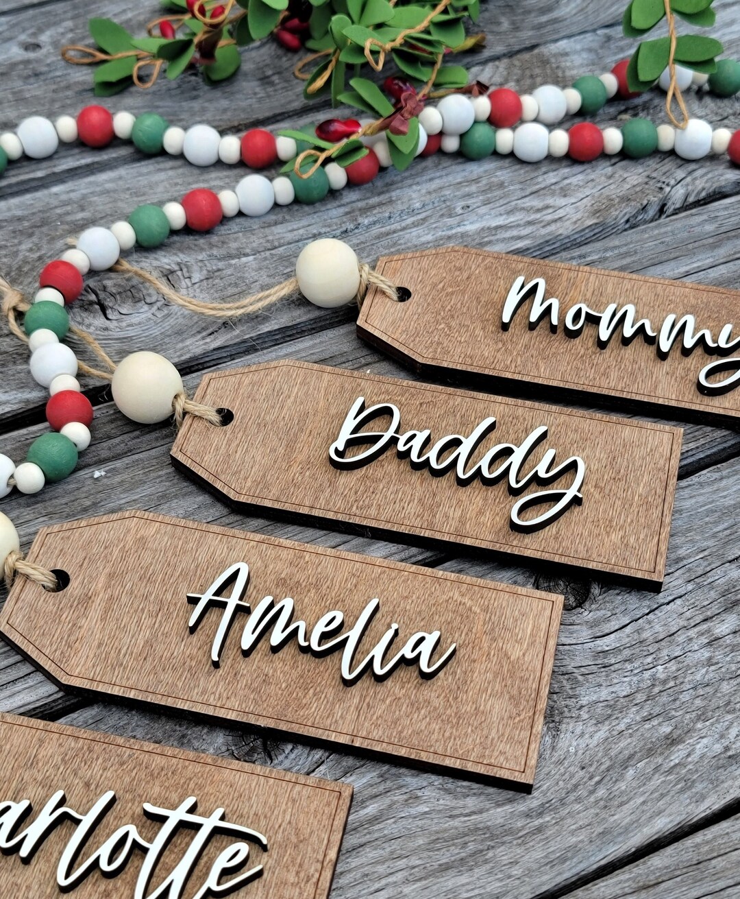 Personalized Christmas Stocking Tags, Christmas Gift Tags, Wood Name ...