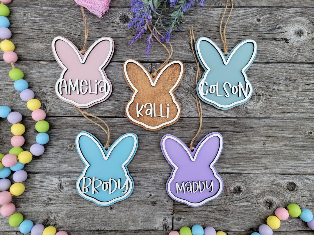 Easter Basket Name Tag, Easter Bunny Name Tag, Reusable Easter Gift Tag ...