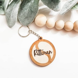 School Logo Keychain, Custom Wooden Engraved Keychain, Teacher Keychain ...