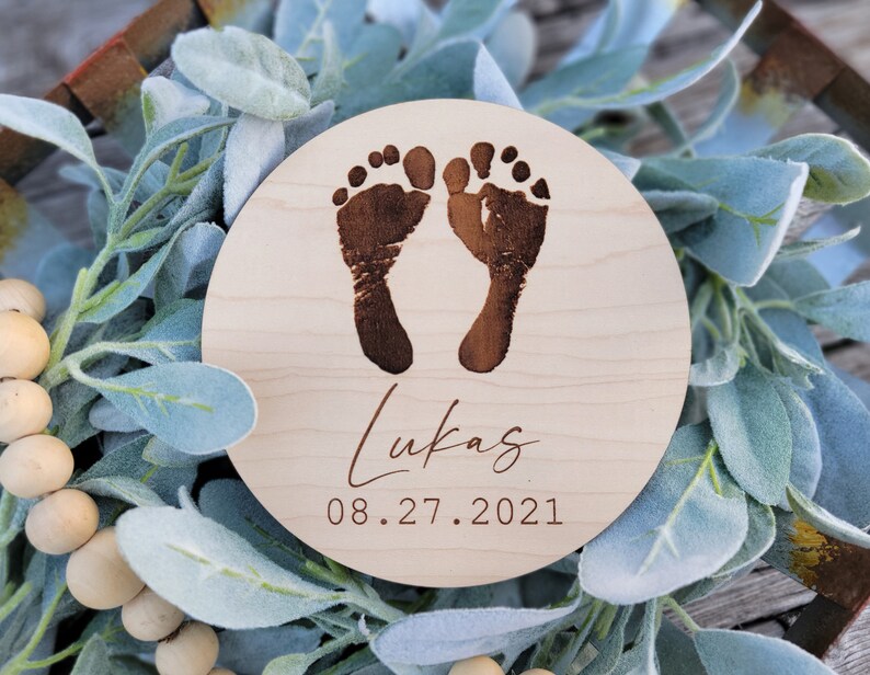 Newborn Footprint Sign, Newborn Baby Keepsake, Engraved Footprint, Baby ...