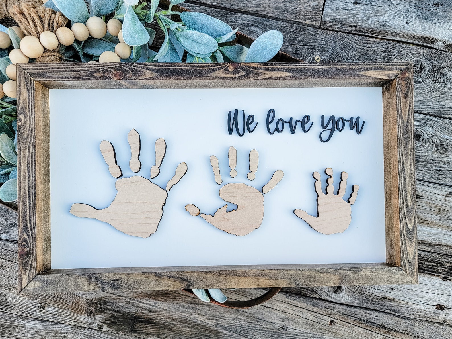 Handprint Sign Wooden Kid Handprint Sign Nursery Decor | Etsy