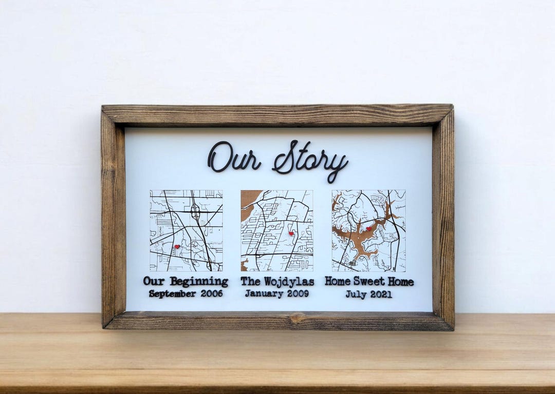 Custom Our Love Story Map | Personalized Couple Milestone Gift ...