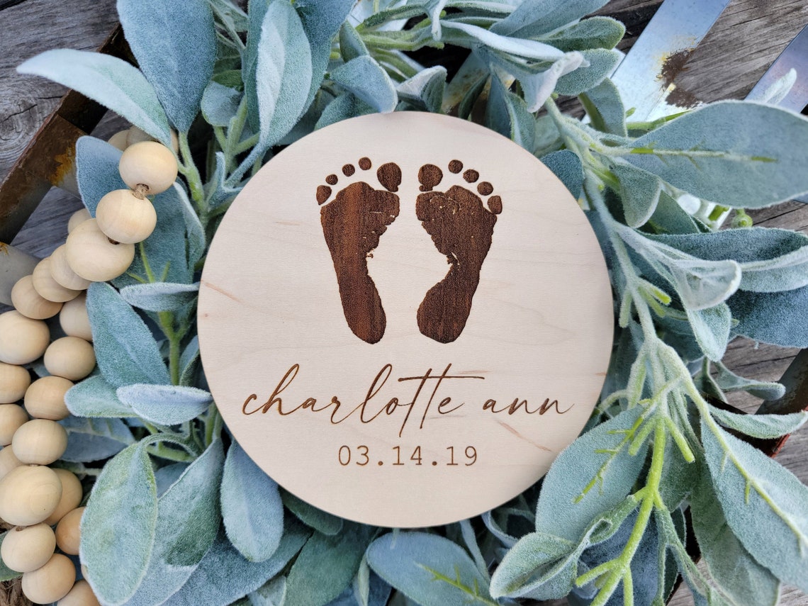 Newborn Footprint Sign, Newborn Baby Keepsake, Engraved Footprint, Baby ...