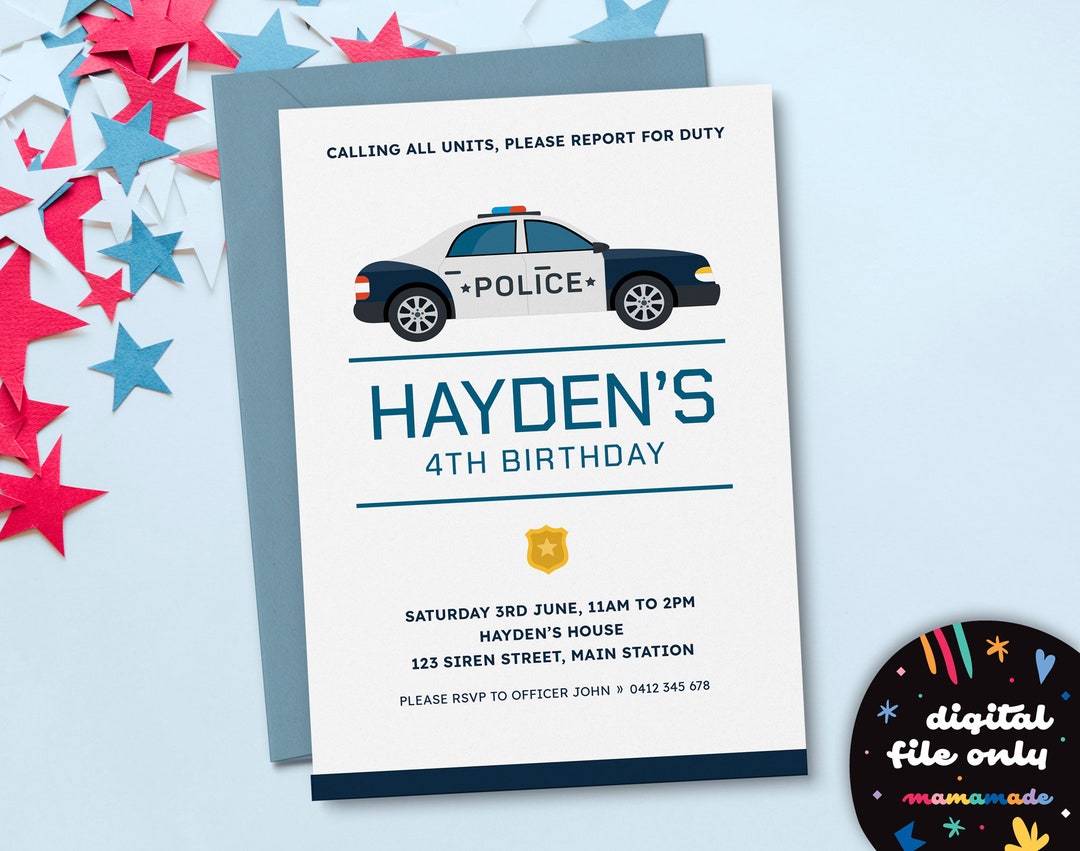 Invitation // Police (digital File Only – Personalised for You) - Etsy