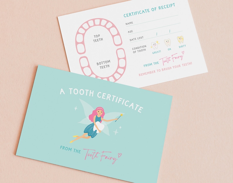 Tooth Fairy Certificates - Etsy