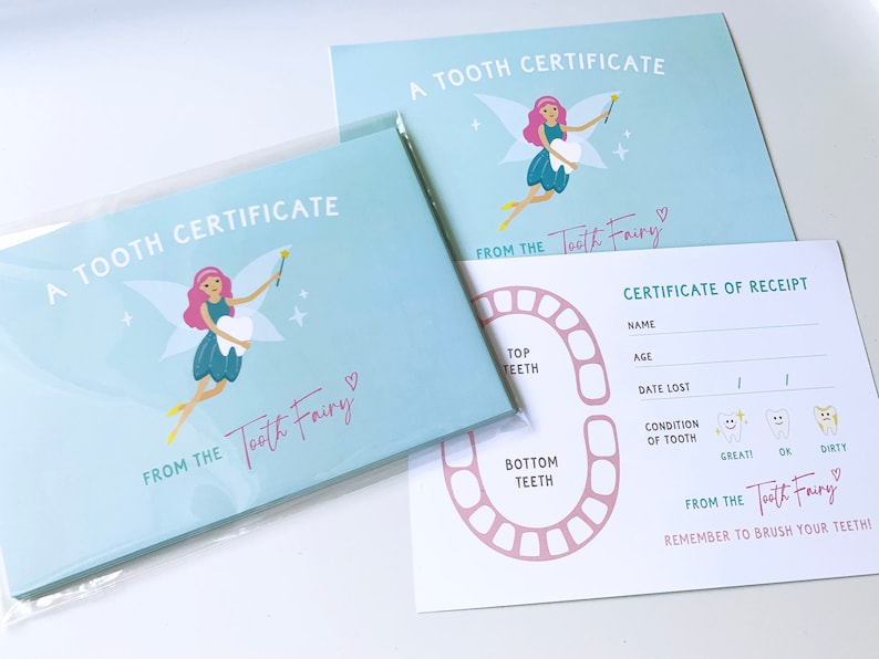 Tooth Fairy Certificates - Etsy